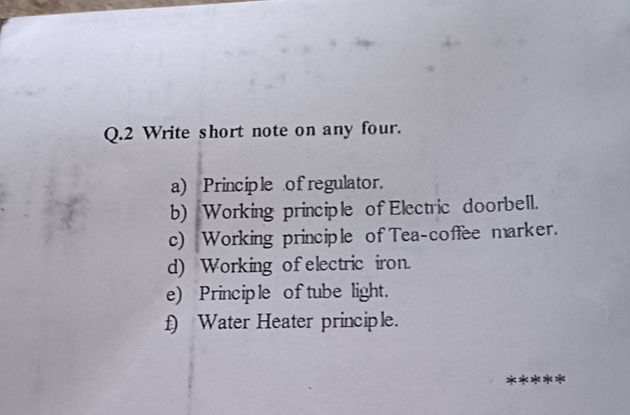 Q2 Write short note on any four a) Principle | StudyX