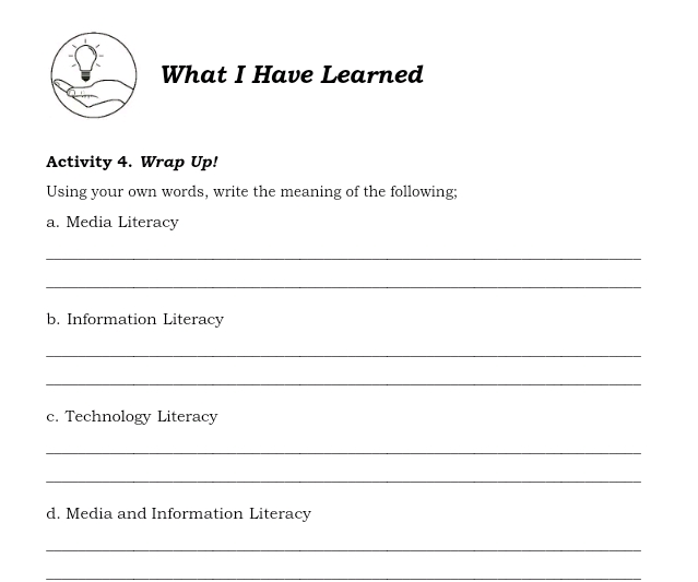 What I Have Learned Activity 4 Wrap Up Using | StudyX