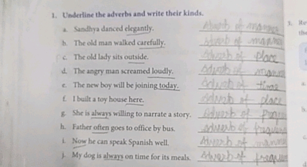 1 Underline the adverbs and write their | StudyX