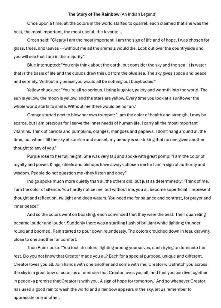 The Story of The Rainbow (An Indian Legend) | StudyX