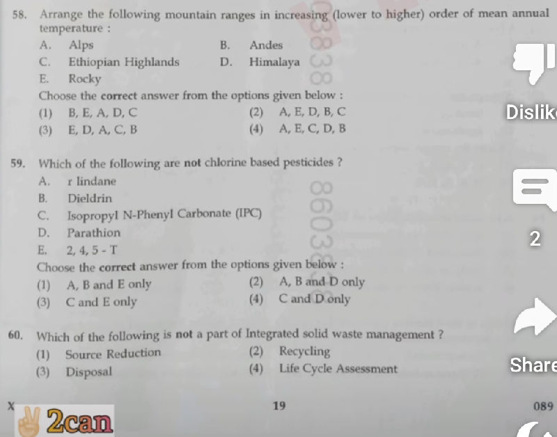 58 Arrange the following mountain ranges in | StudyX