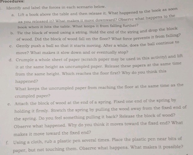 Procedures 1 Identify and label the forces | StudyX