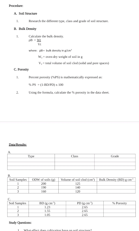 Procedure A Soil Structure 1 Research the | StudyX