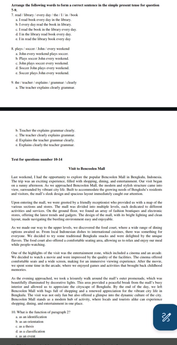 Arrange the following words to form a | StudyX