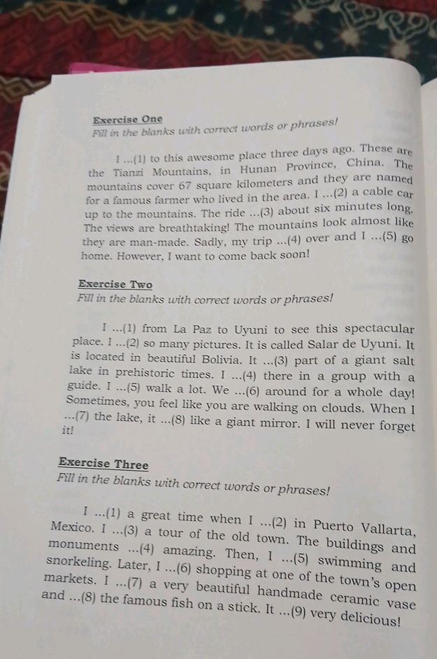 Exercise One Fill in the blanks with correct | StudyX