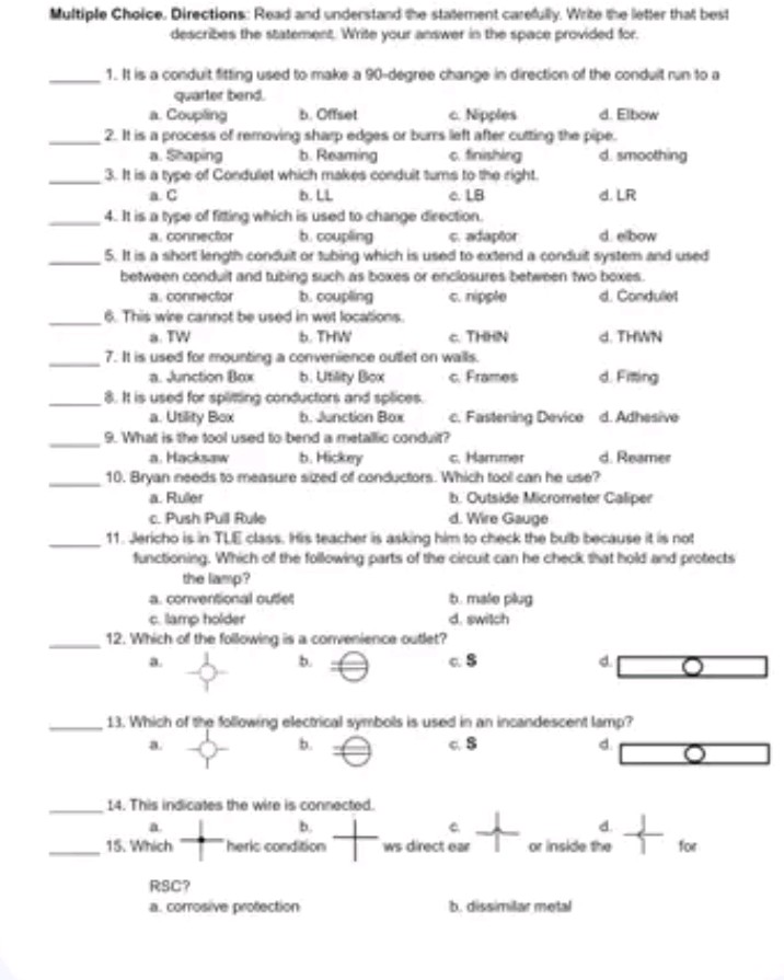 Multiple Choice Directions Read and | StudyX