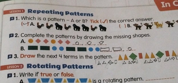 LESSON 1 Repeating Patterns 1 Which is a | StudyX