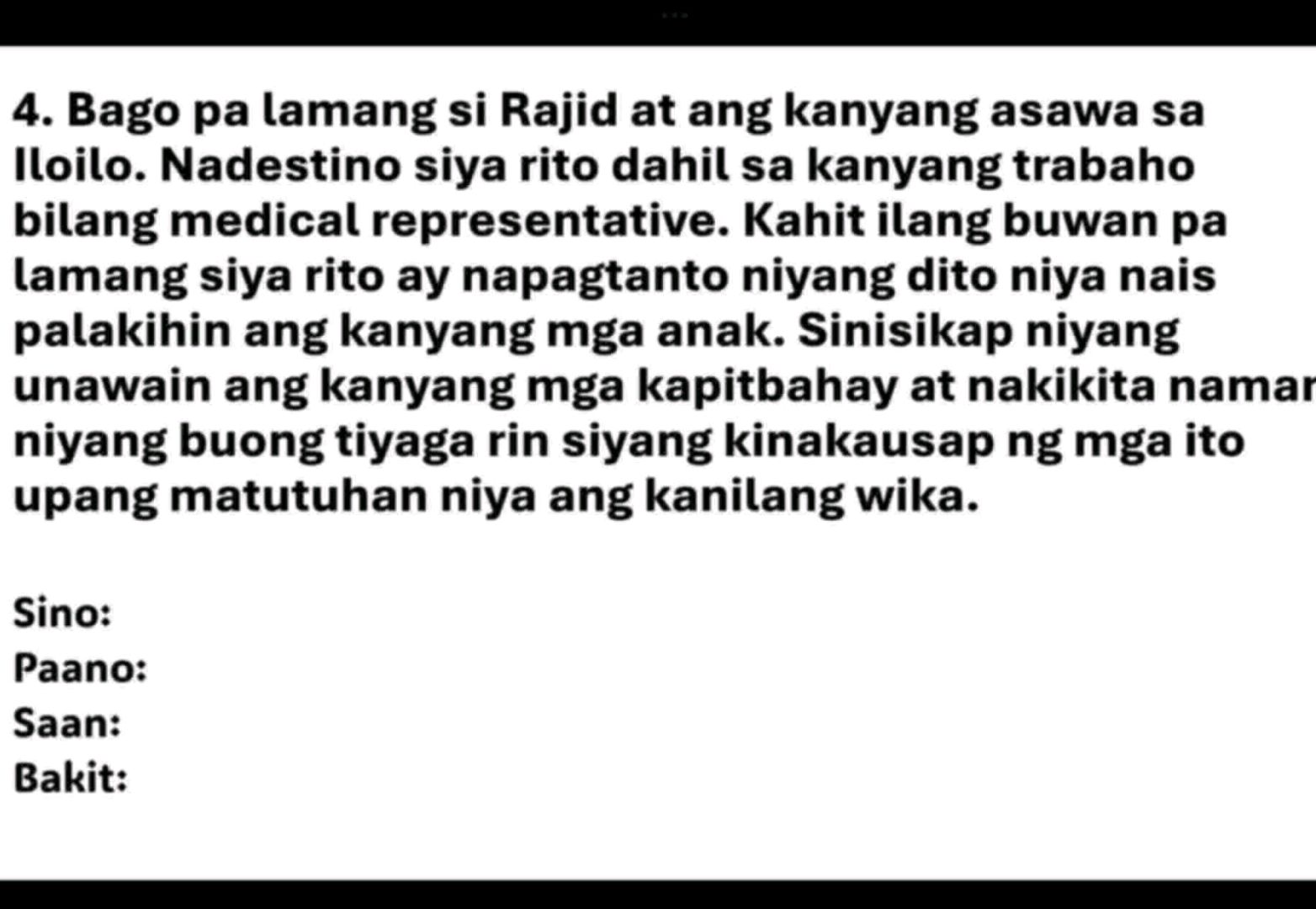 4 Bago pa lamang si Rajid at ang kanyang | StudyX