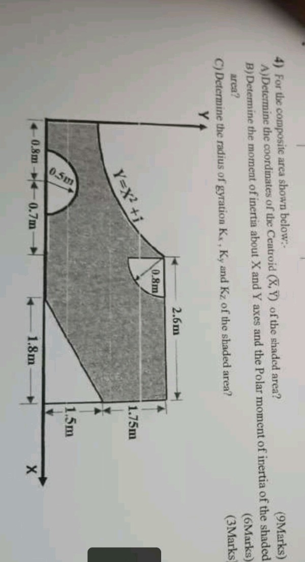4) For the composite area shown below- A) | StudyX