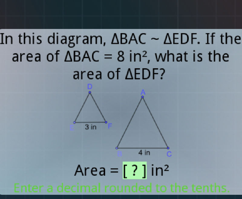 In this diagram ( BAC EDF) If the area of | StudyX