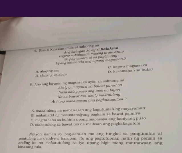4 Sino si Kalakian mula sa saknong na Ang | StudyX
