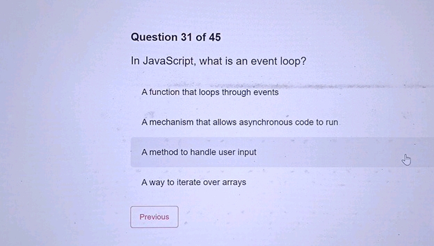 Question 31 of 45 In JavaScript what is an | StudyX