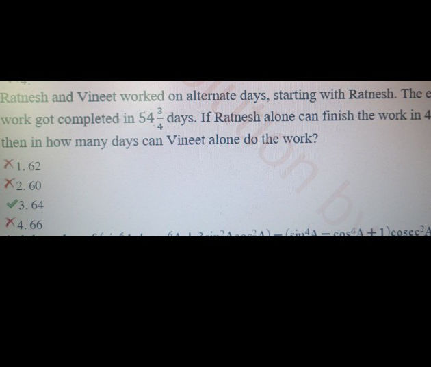 Ratnesh and Vineet worked on alternate days | StudyX