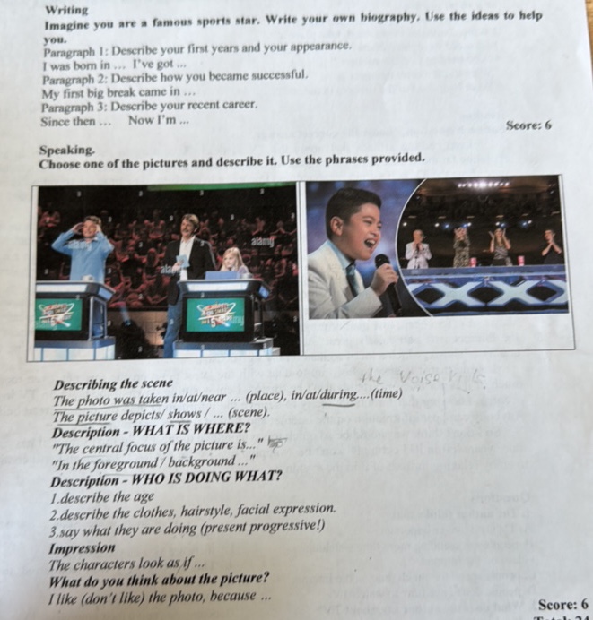 WritingImagine you are a famous sports star | StudyX