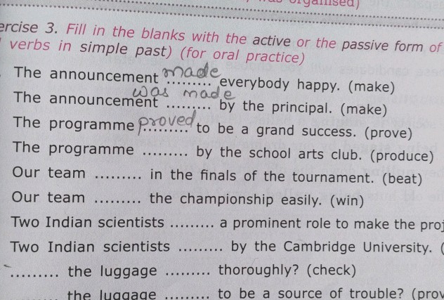 Exercise 3 Fill in the blanks with the | StudyX