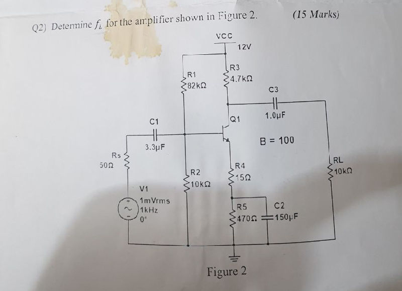 Q2) Determine fi for the amplifier shown in | StudyX