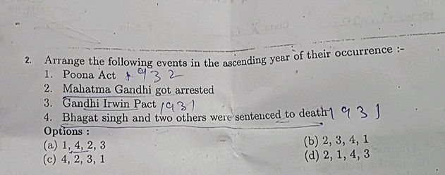 2 Arrange the following events in the | StudyX