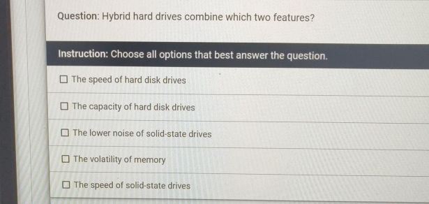 Question Hybrid hard drives combine which | StudyX