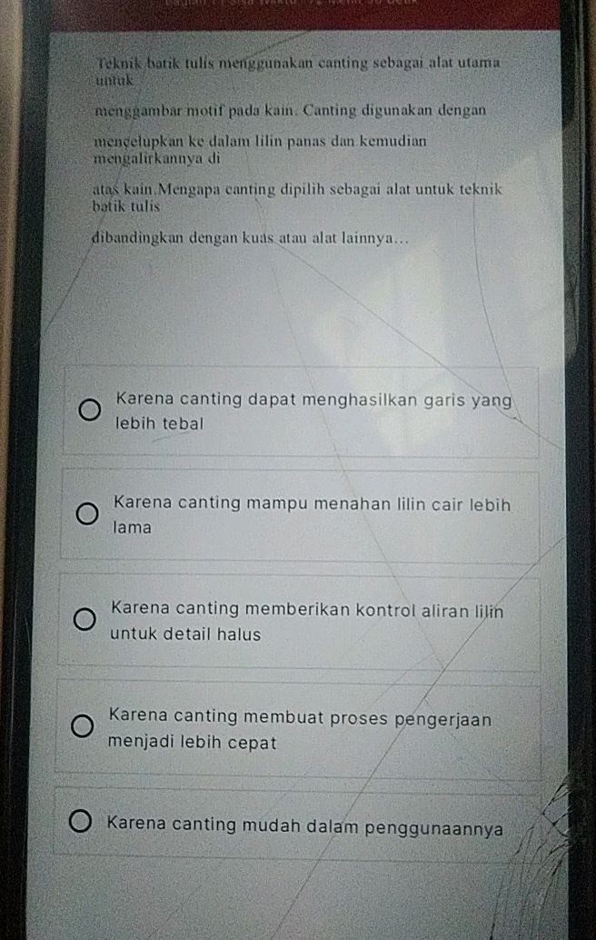 Teknik batik tulis menggunakan canting | StudyX