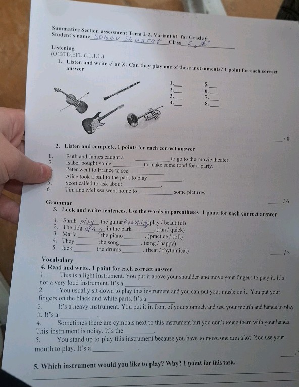 Summative Section assessment Term 2-2 | StudyX