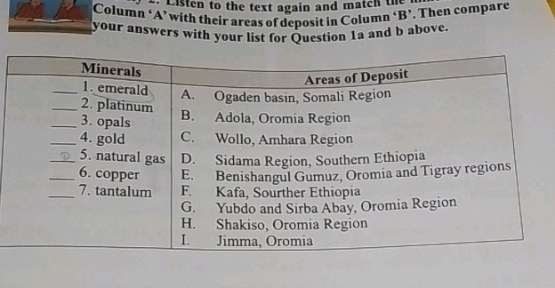 Listen to the text again and match the | StudyX