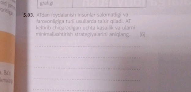 503 ATdan foydalanish insonlar salomatligi | StudyX