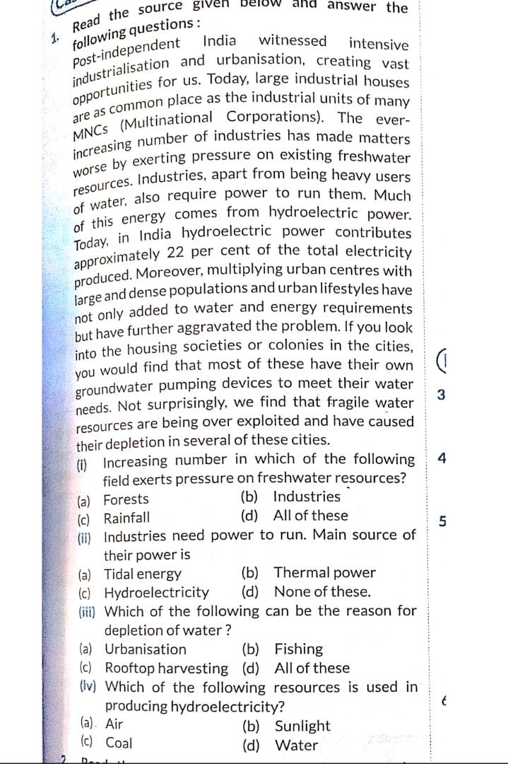 1 Read the source given below and answer the | StudyX