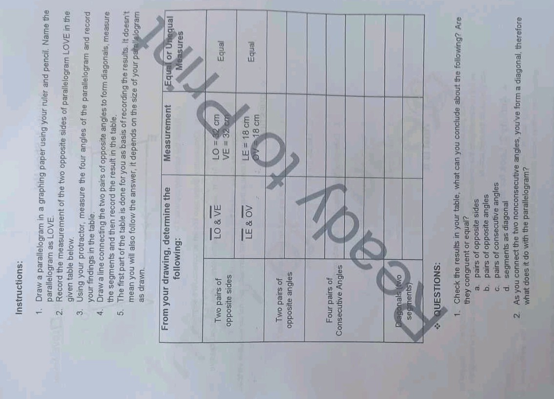 Instructions 1 Draw a parallelogram in a | StudyX