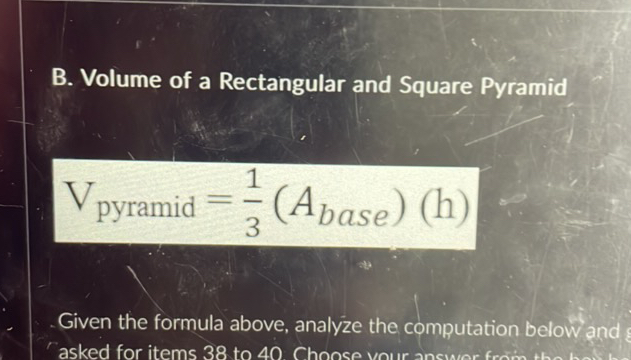 B Volume of a Rectangular and Square Pyramid | StudyX
