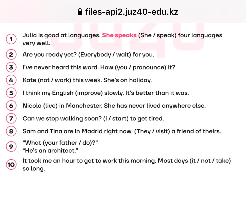 1 Julia is good at languages She speaks (She | StudyX