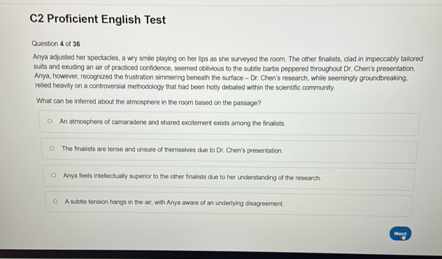 C2 Proficient English Test Question 4 of 36