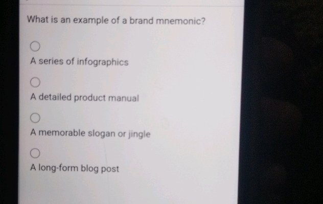 What is an example of a brand mnemonic A | StudyX