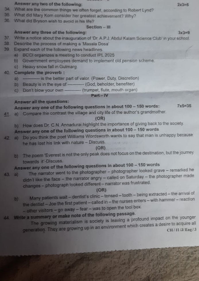 Answer any two of the following 2x3=6 34 | StudyX