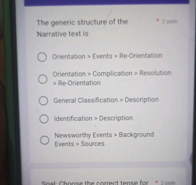 The generic structure of the Narrative text | StudyX