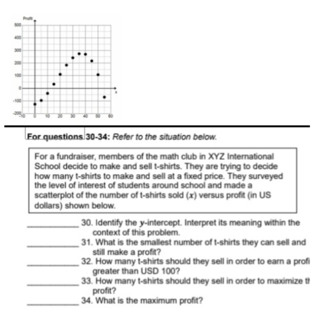 For questions 30-34 Refer to the situation | StudyX