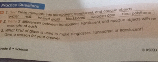 Practice Questions 1 Sort these materials | StudyX