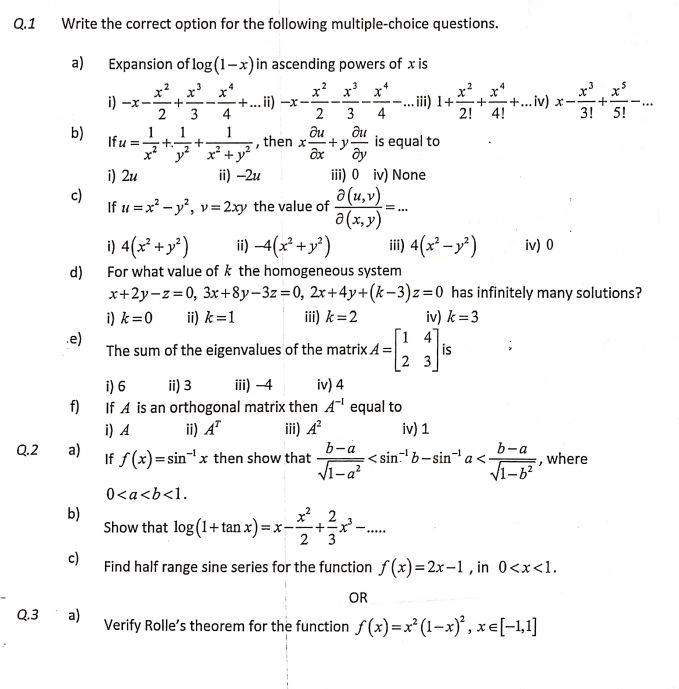 Q1 Write the correct option for the | StudyX