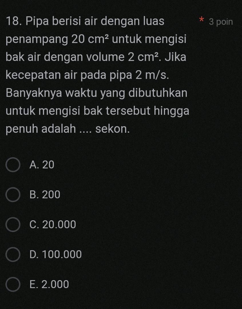 18 Pipa berisi air dengan luas penampang 20 | StudyX