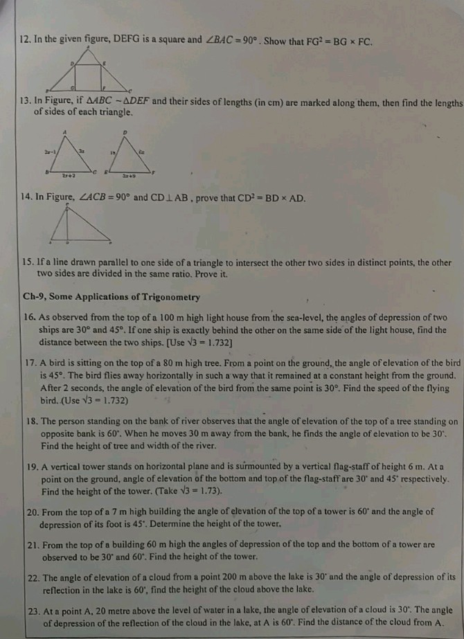 12 In the given figure DEFG is a square and | StudyX