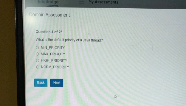 What is the default priority of a Java | StudyX