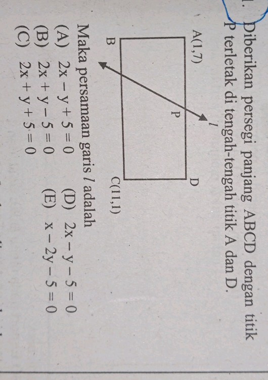 1 Diberikan persegi panjang ABCD dengan | StudyX