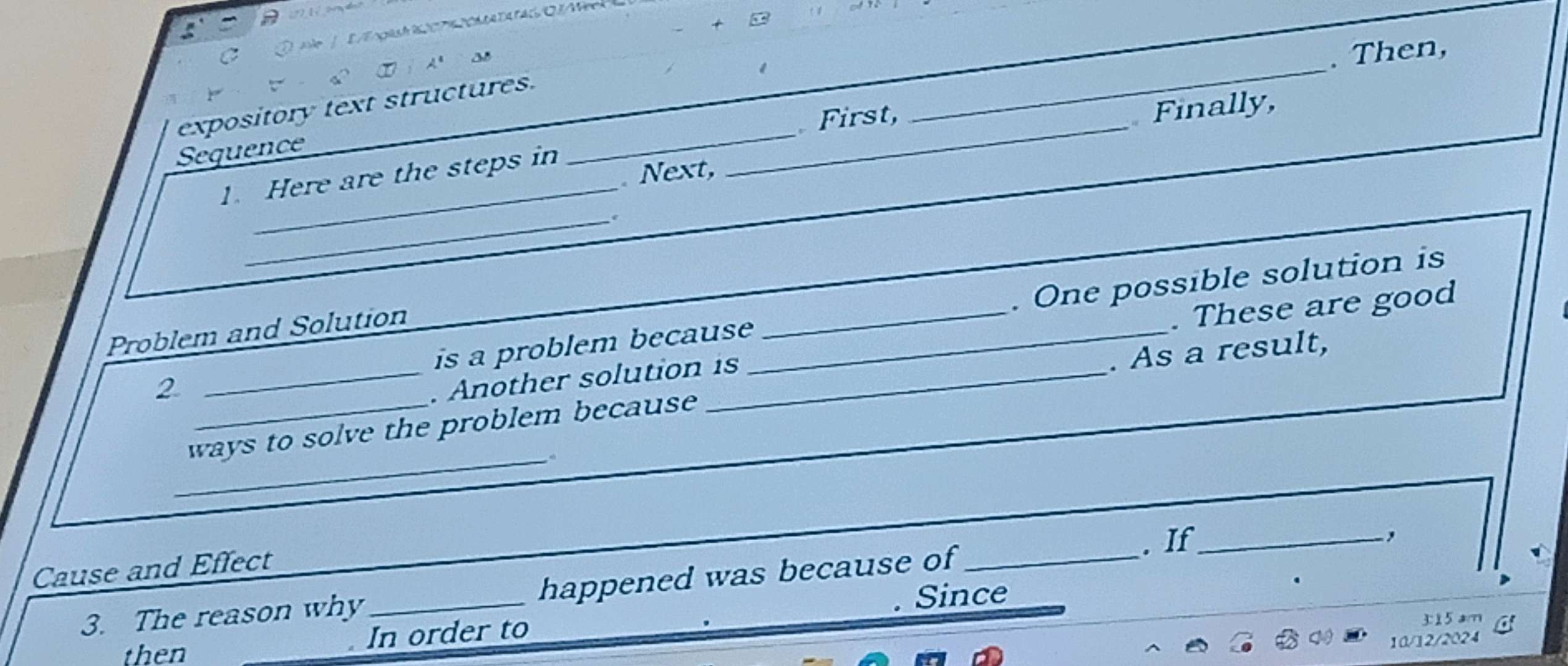 expository text structures Sequence 1 Here | StudyX