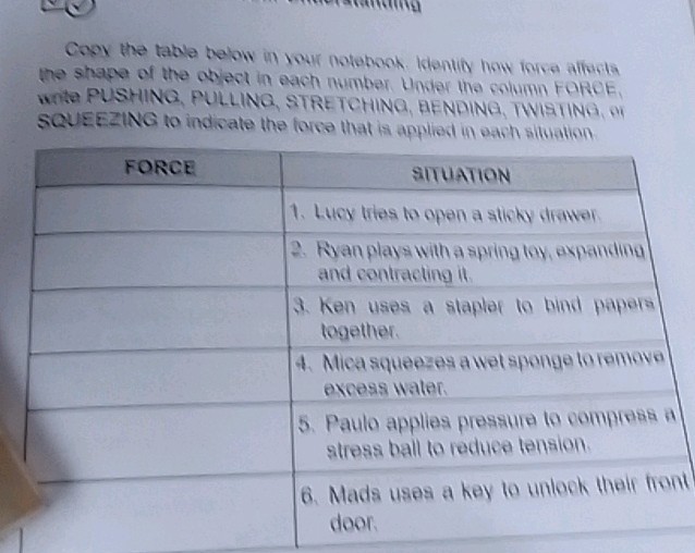 Copy the table below in your notebook | StudyX