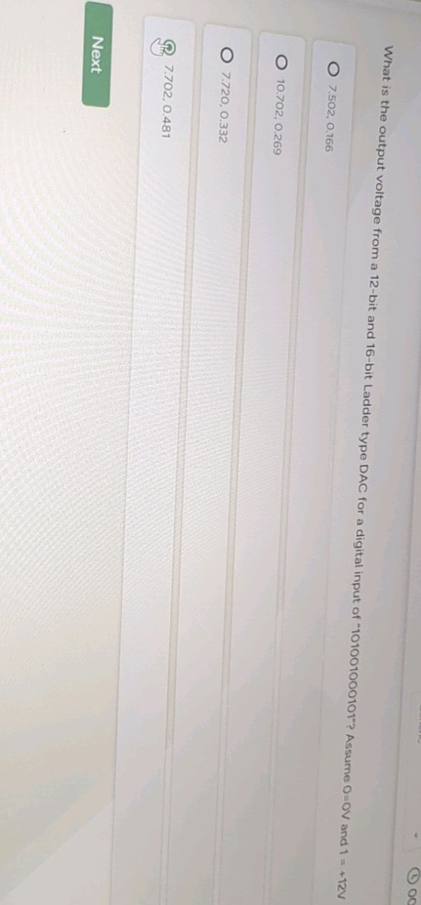 What is the output voltage from a 12-bit and | StudyX