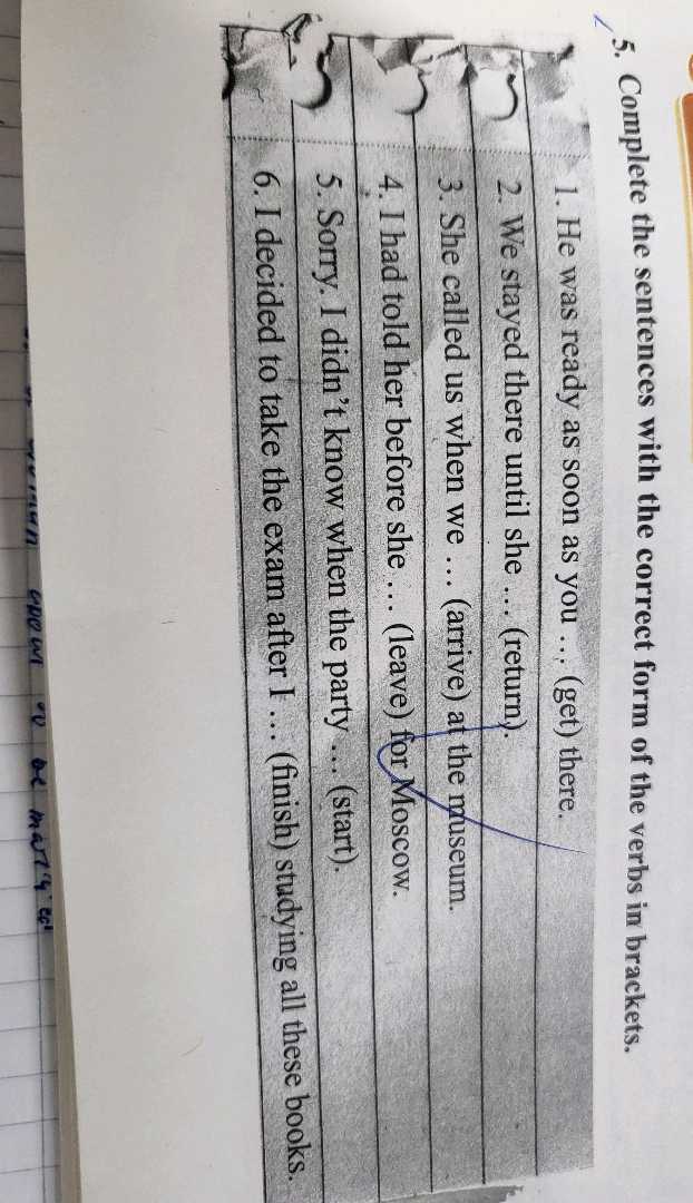 5 Complete the sentences with the correct | StudyX