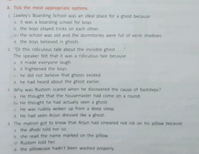 A Tick the most appropriate options 1 | StudyX