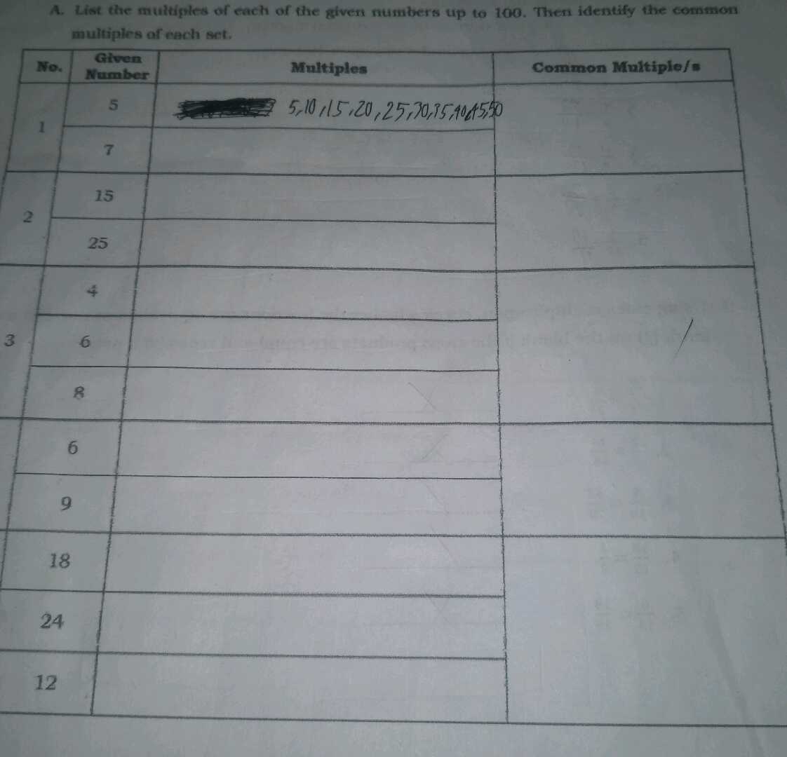 A List the multiples of each of the given | StudyX