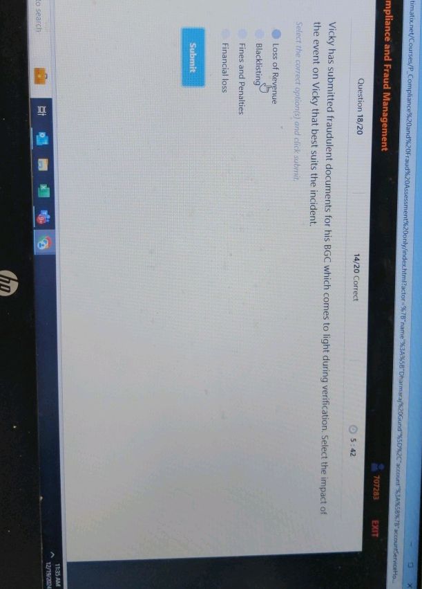 Vicky has submitted fraudulent documents for | StudyX