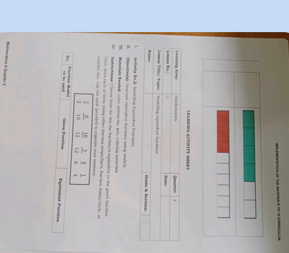 Activity No2 Modelling Equivalent Fractions | StudyX