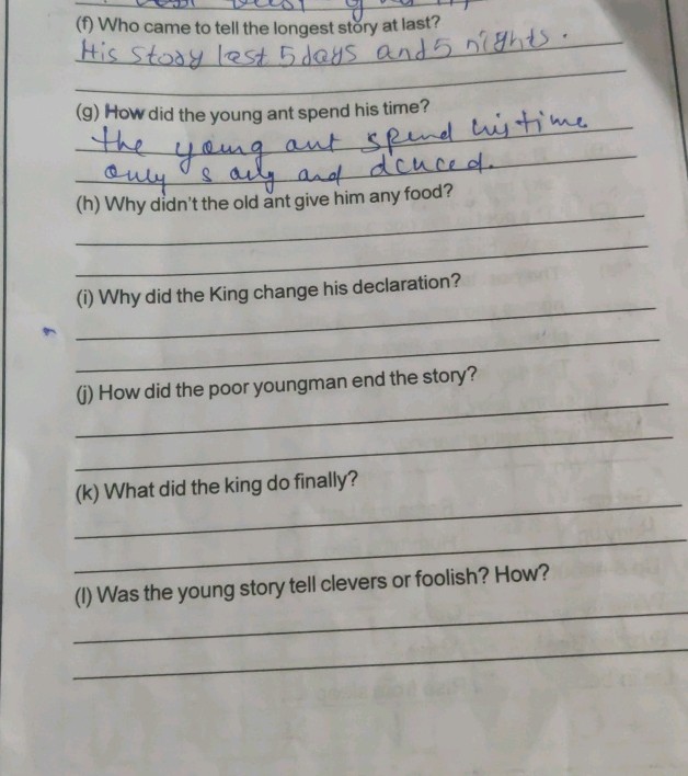 (f) Who came to tell the longest story at | StudyX